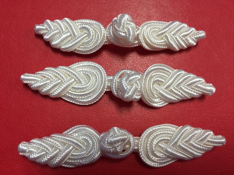 3 Pairs of White Frog Closure.fabric Closure. | Etsy