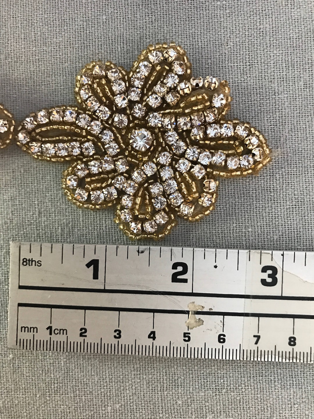 25 Inches Long Gold Rhinestone Crystal. Motif, Jewellery, Headband ...