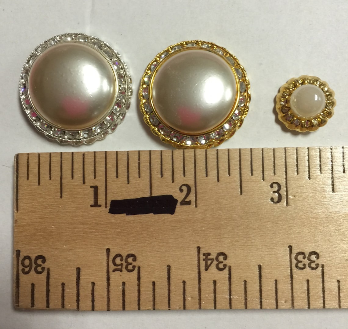 6 Assorted Pearl Rhinestone Button Czech Rhinestone Pearl | Etsy