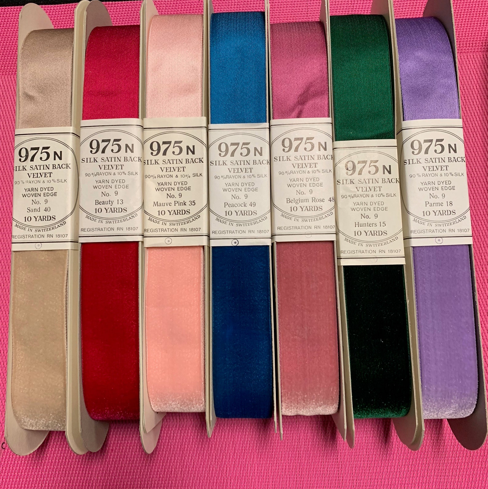 975.no.9 Ribbons, Swiss Ribbon,velvet Ribbon.made in Switzerland.silk ...