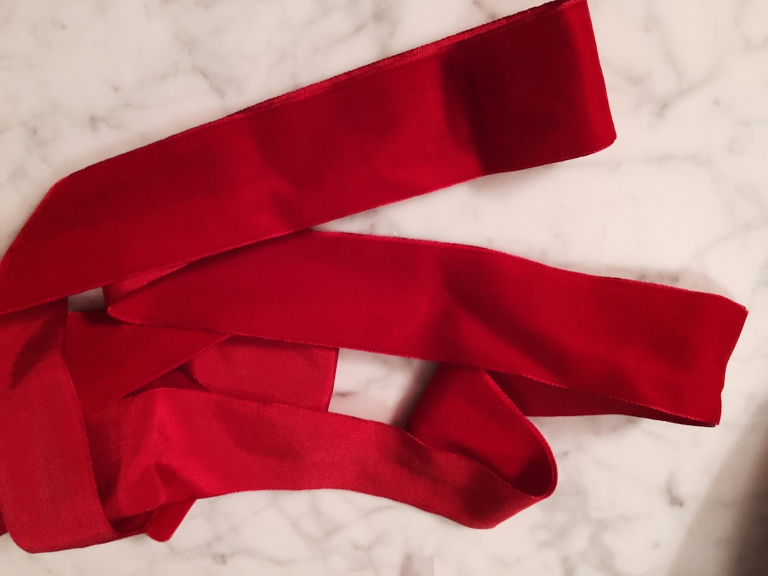 10 Yards of Red Satin Back Velvet Ribbon. Made in Switzerland, 2 Inch ...
