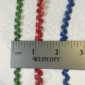 Metallic Ric Rac Ribbon, Green Zigzag Ribbon, Red Ric Rac Trim. Made in ...