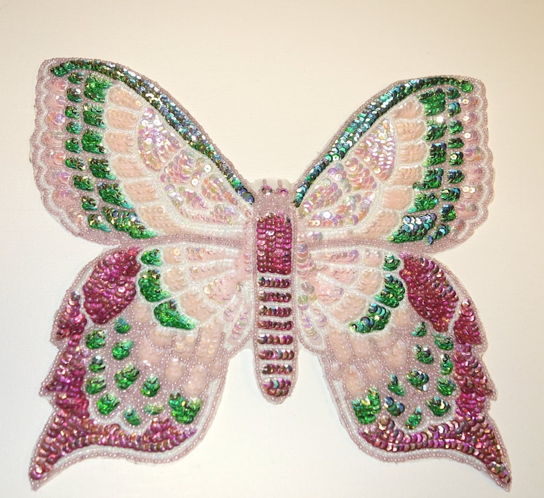 Embroidered and Beaded Butterfly Appliqués with Sequins. | Etsy