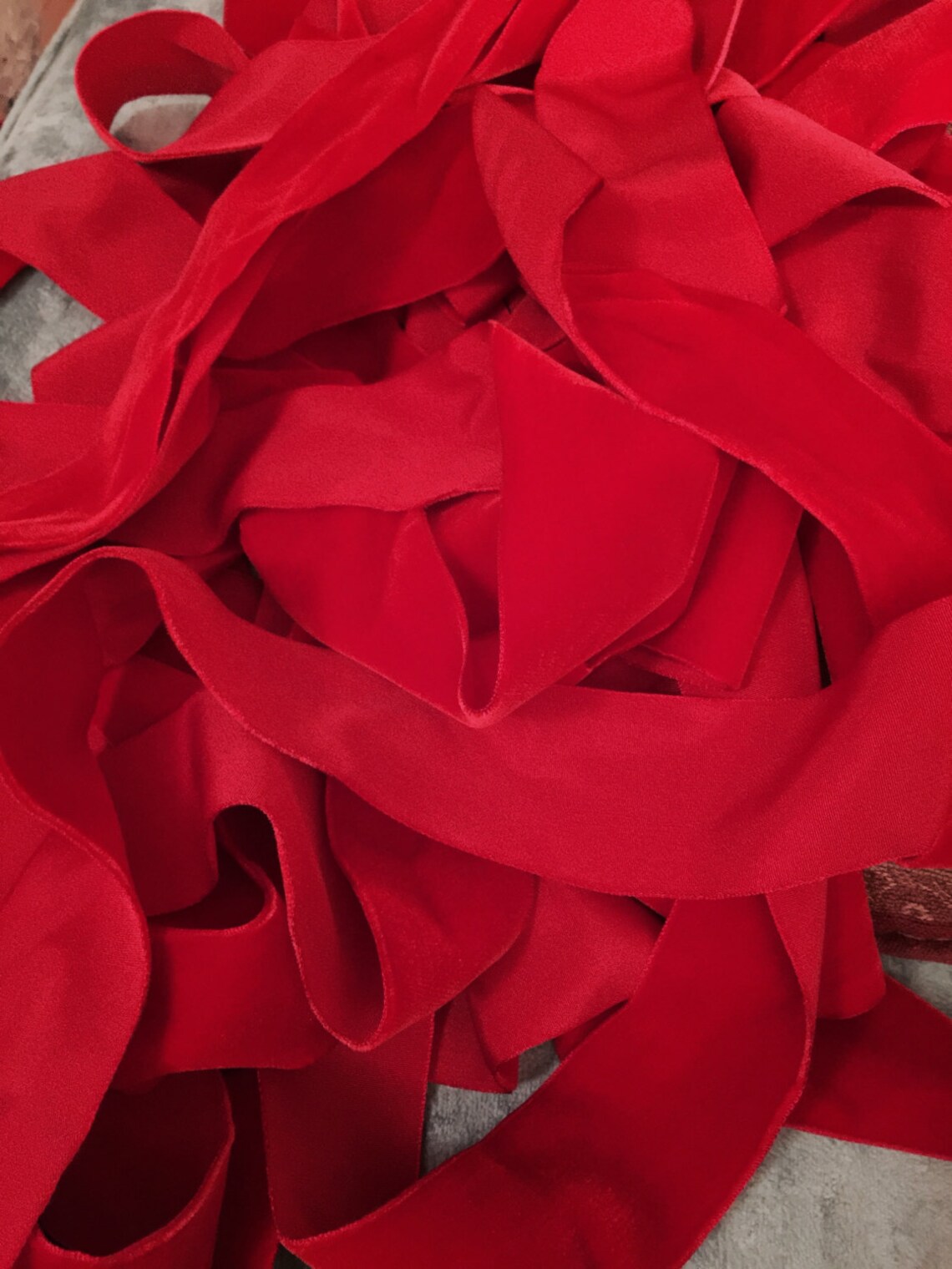 10 Yards of Red Satin Back Velvet Ribbon. Made in Switzerland, 2 Inch ...