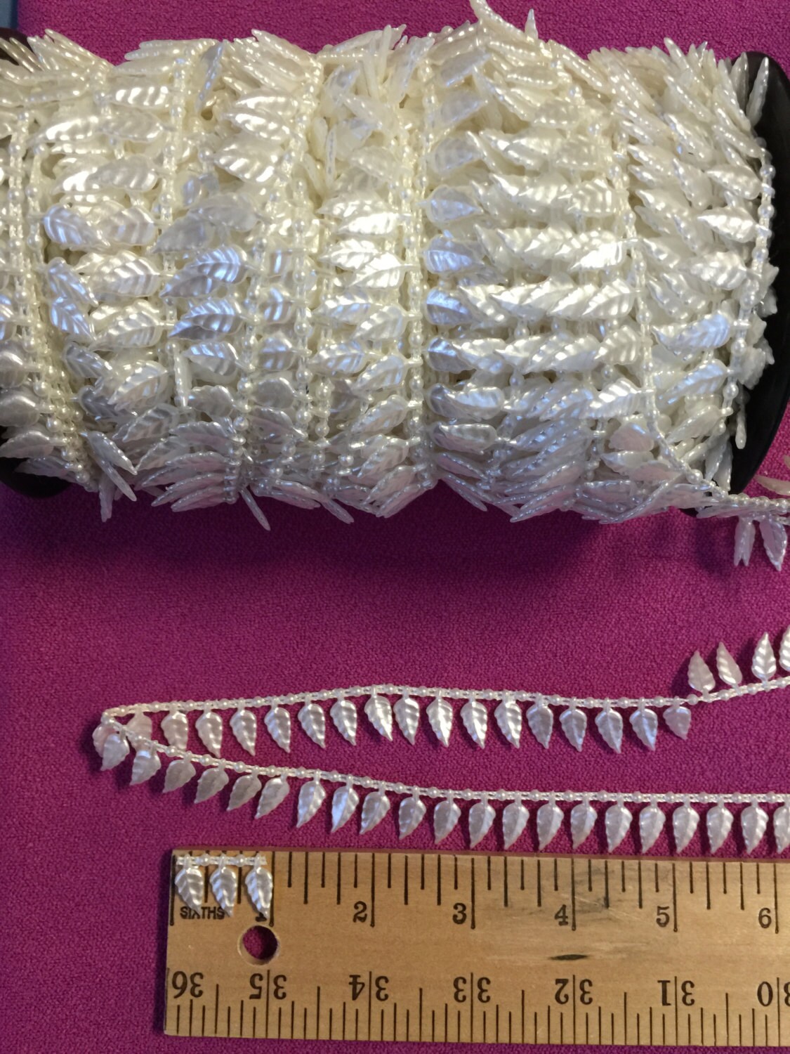 36 Yards of Vintage Woven Edge Pearls, Vintage Shiny Textured Pearls ...