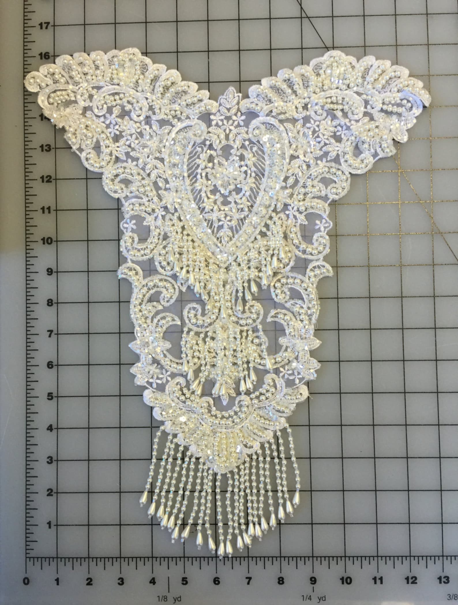 Pearl Beaded Sequin Neckline Appliqué, Bodice Sequin Beaded Appliqué ...