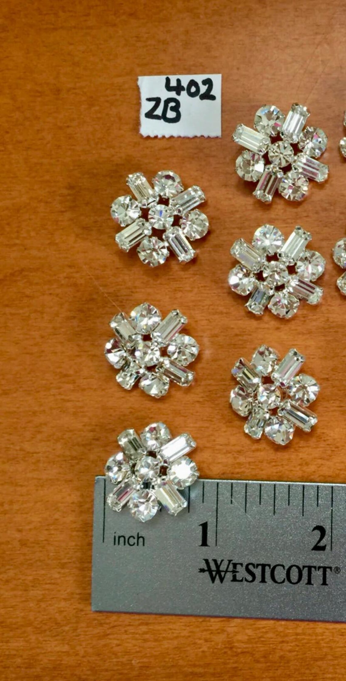 6 Vintage Czech Glass Buttons Crystal Clear Silver Metal Shank.made in ...