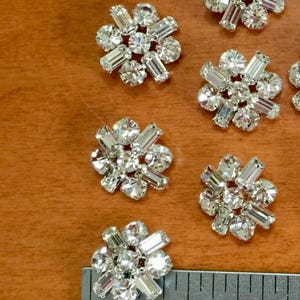6 Vintage Czech Glass Buttons Crystal Clear Silver Metal Shank.made in ...