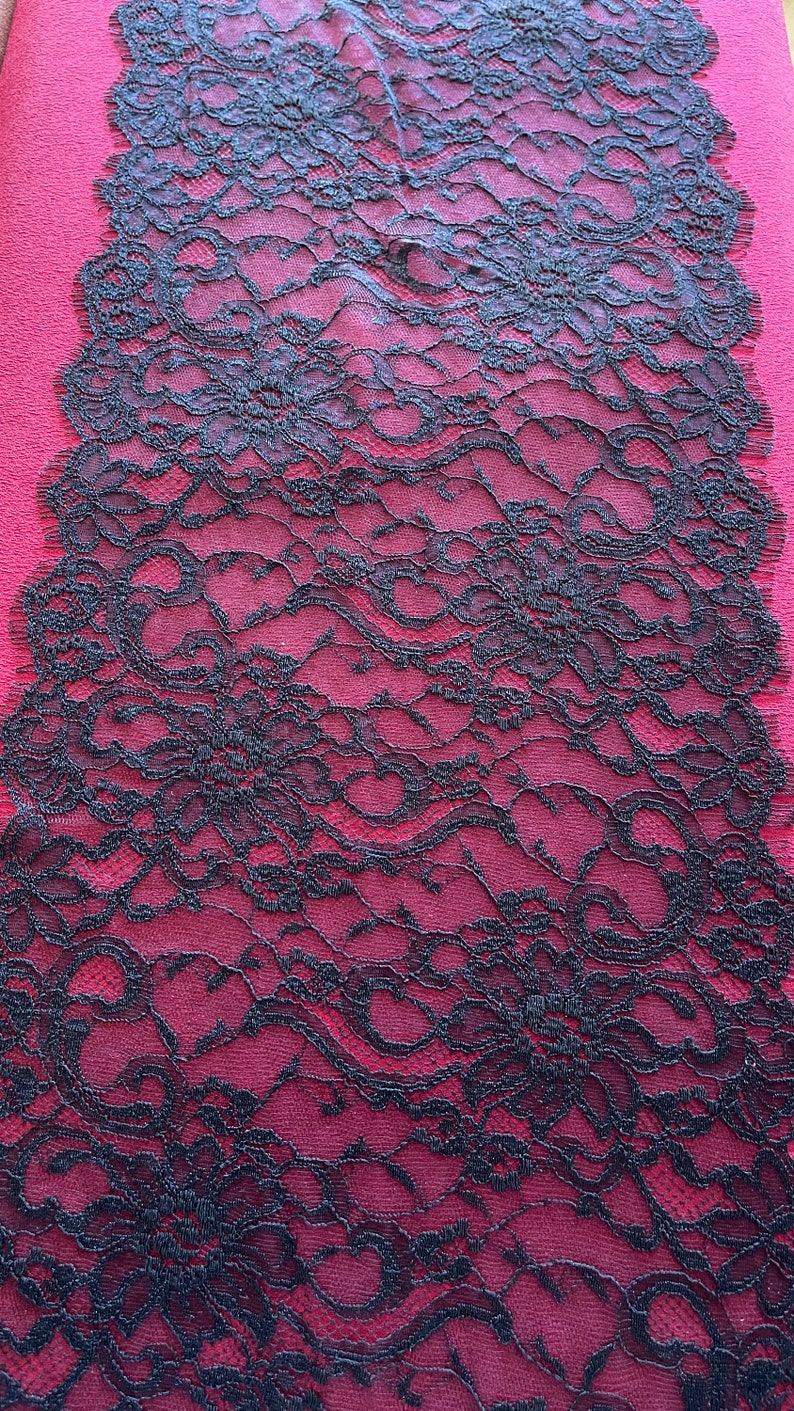 Gorgeous 26 Inches Wide Floral Eyelash Edge Black Lace. Sold by the ...