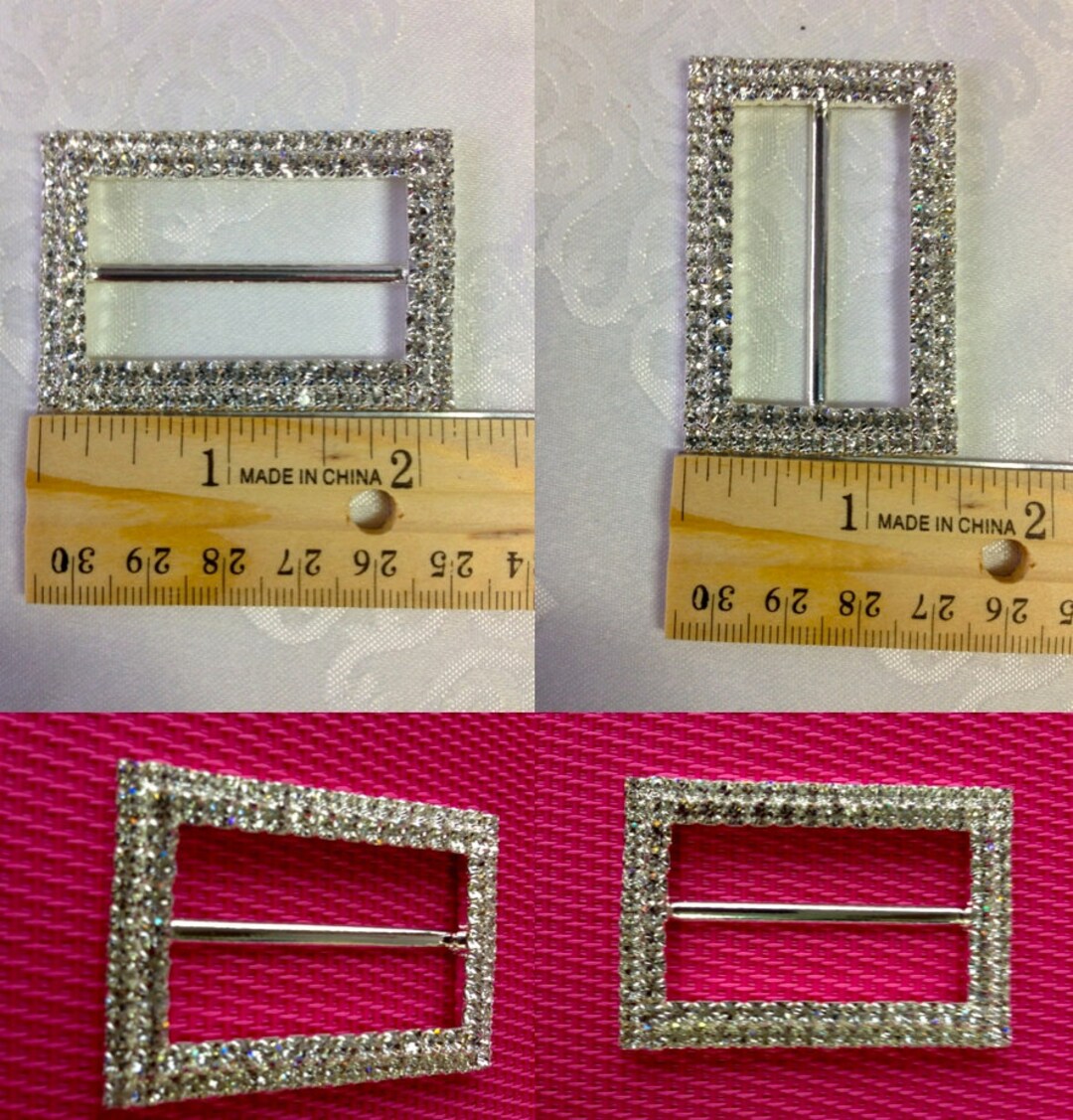 Rectangle Rhinestone Buckle, Silver Slider Buckle,made in Czech ...