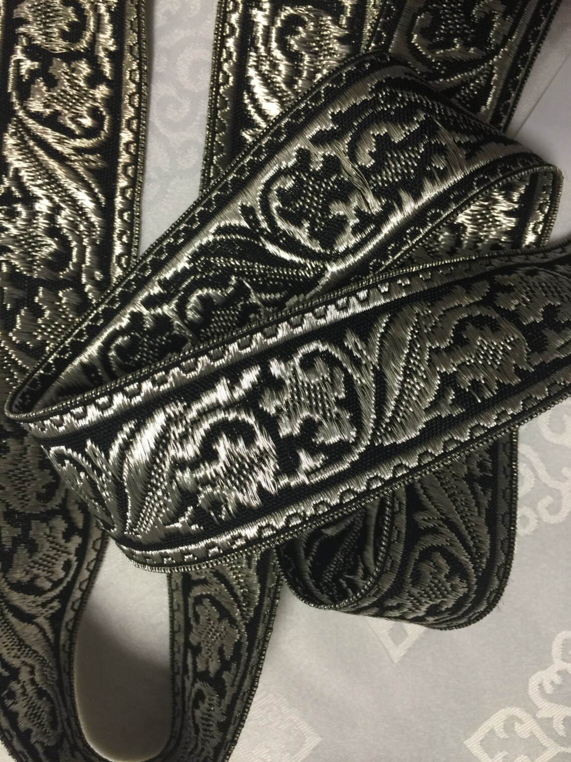 Vintage Metallic Jacquard Ribbon, Sold by the Yard. Metallic Ribbon ...