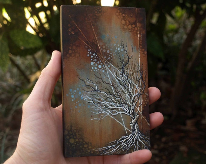 Entwined Trees Illustration, Watercolor, Wood Block, Fantasy, Surreal ...