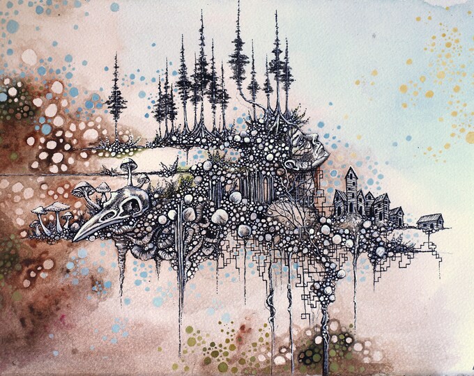 Fantasy Illustration, Watercolor, Pen and Ink, Bird Skull, Female ...