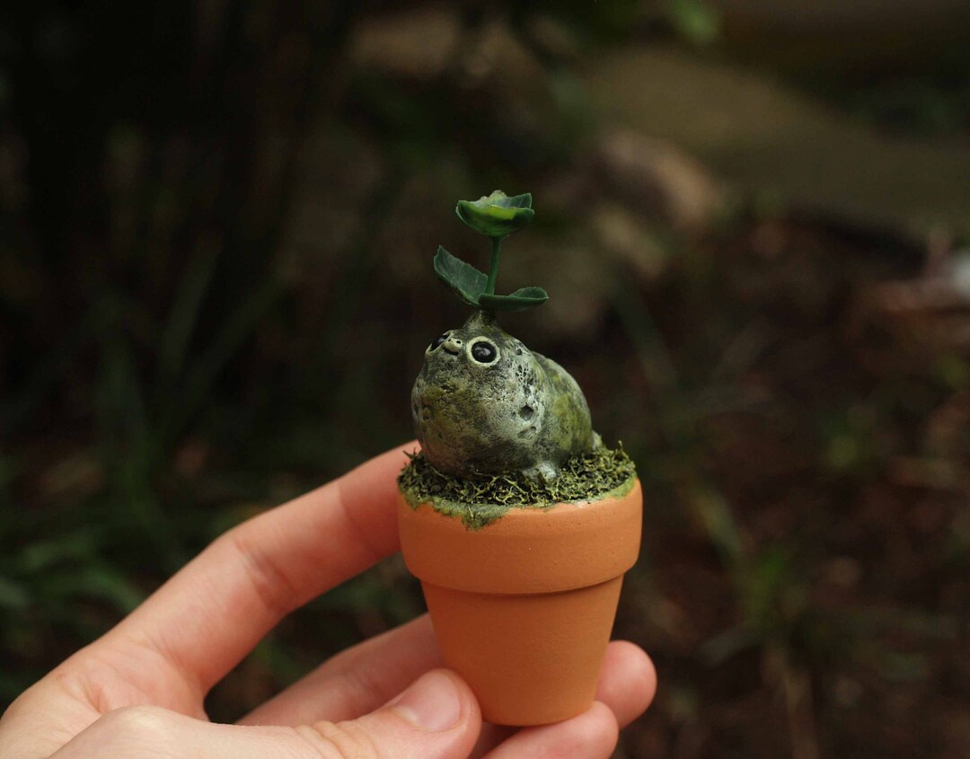 Nature Spirit, Potted Mandrake, Polymer Clay, Black Onyx, Fantasy ...