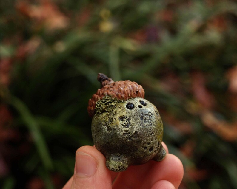 Acorn Creature, Nature Spirit, Sprout, Polymer Clay, Black Onyx ...