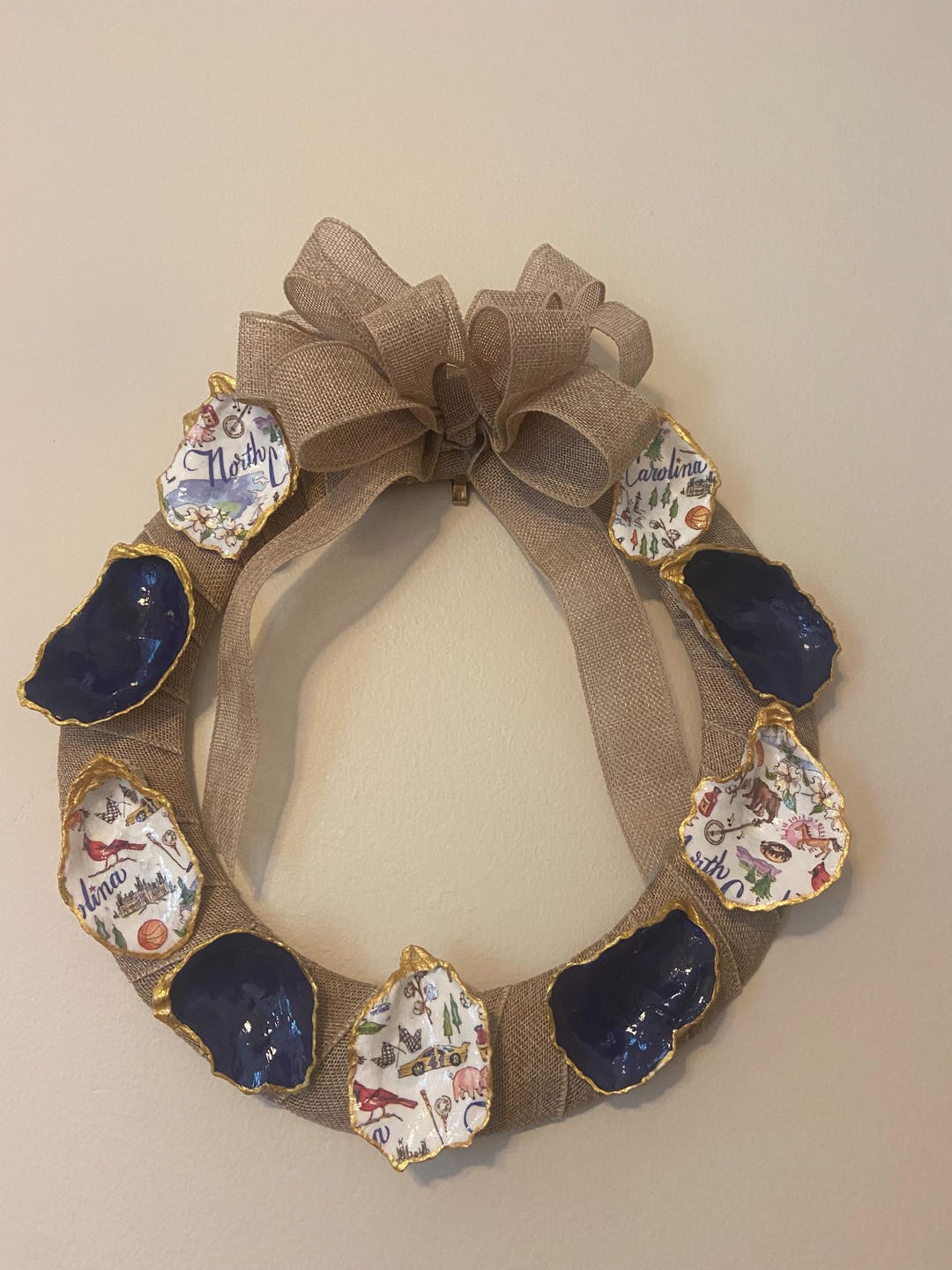 North Carolina Themed Oyster Shell Wreath - Etsy