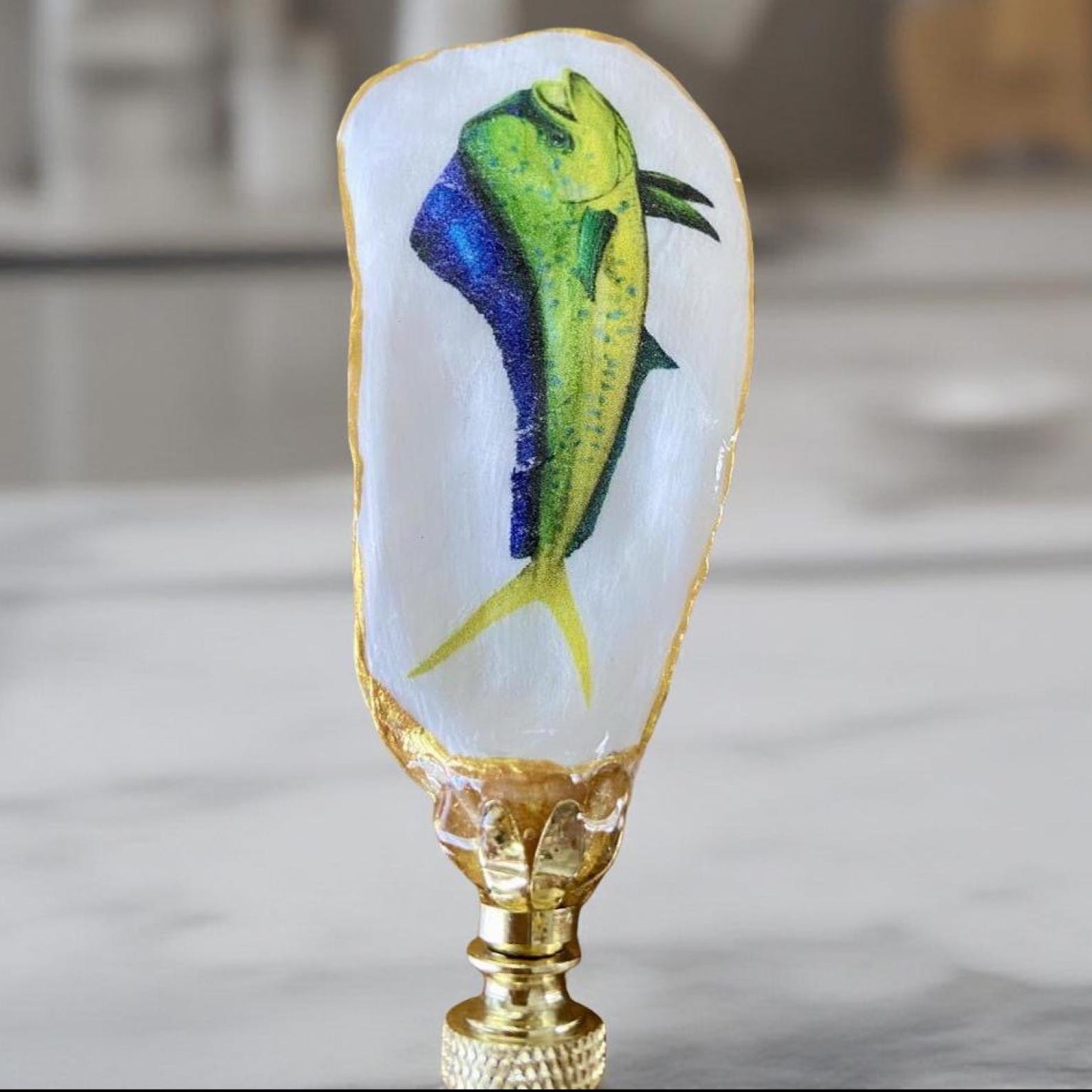 Gold Leaf Oyster Shell Lamp Finial - Coastal Home Decor Lamp Topper ...