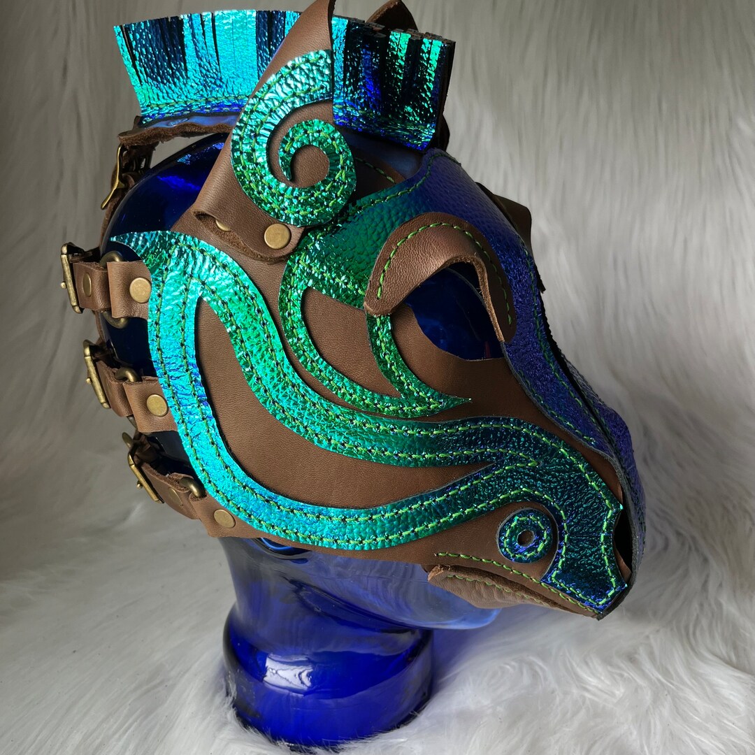 Kelpie, Kelpie Mask, Leather Horse Bondage Mask, Pony Play Mask, Full ...
