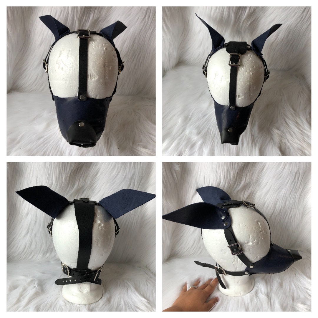 Leather Dog Bondage Mask, Puppy Play Mask, Full-faced Veg Tan Leather ...