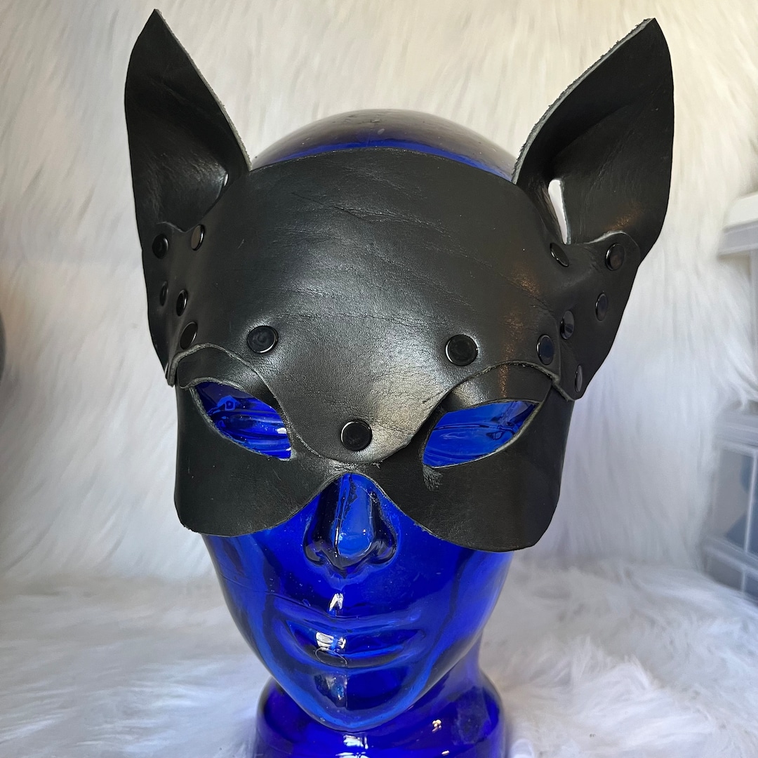 Leather Kitten Bondage Mask, Kitty Play Mask, Full-faced Veg Tan ...