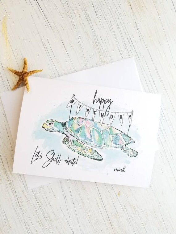 Birthday Card Sea Turtle | Etsy