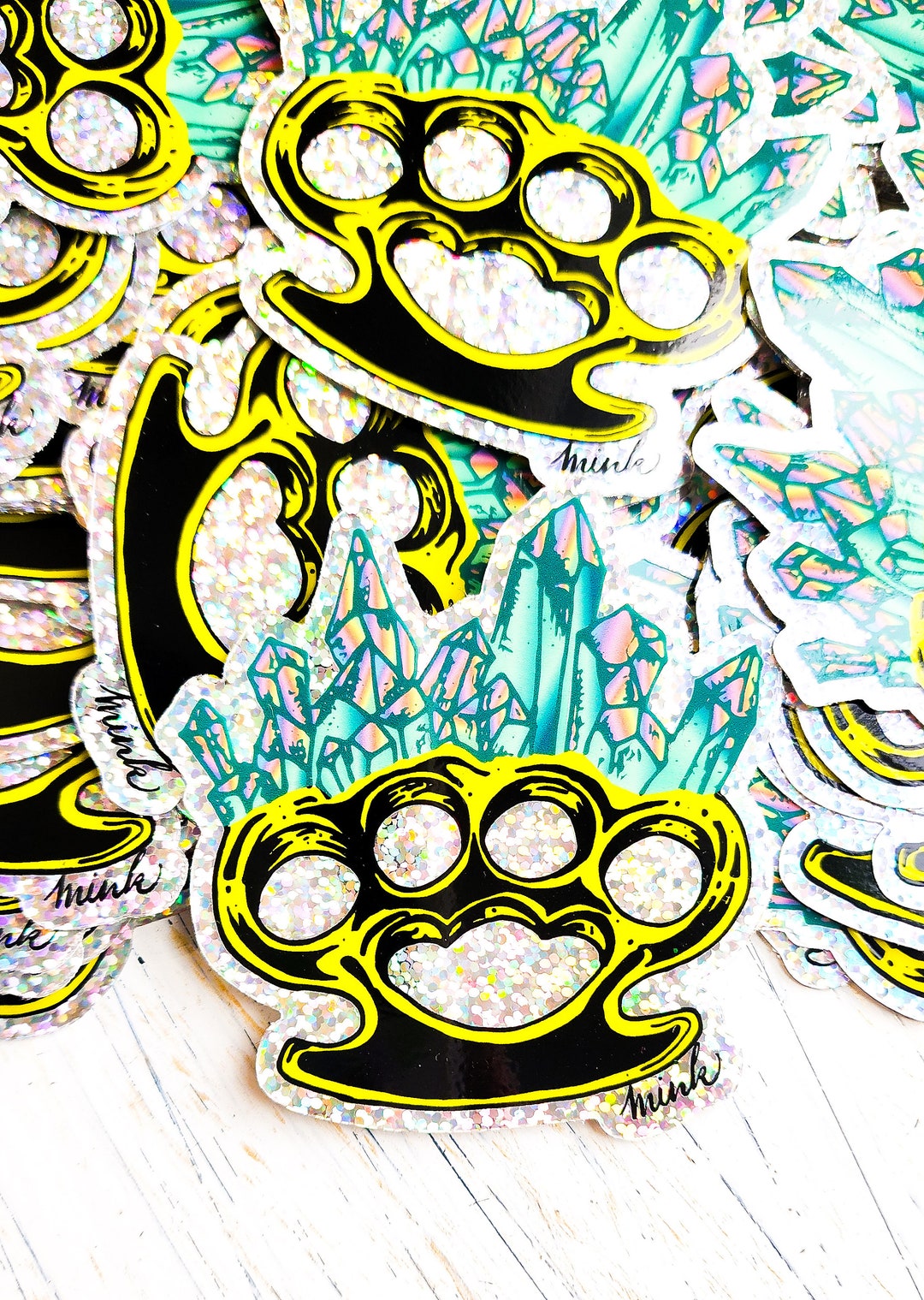 Crystal Brass Knuckles, Glitter Vinyl Sticker, Witchy Stickers, Witchy ...