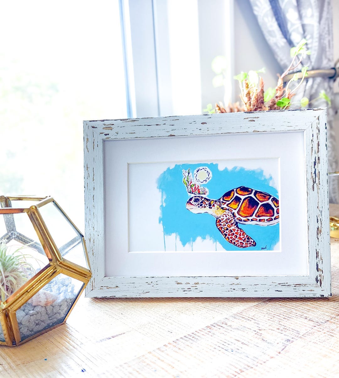 Be Careful Sea Turtle Art Print, Sea Turtle Artwork, Coastal Painting ...