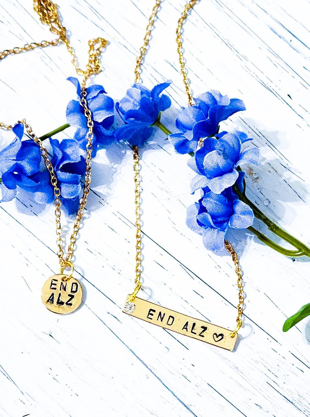 End Alz Disc and Bar Necklace - Etsy