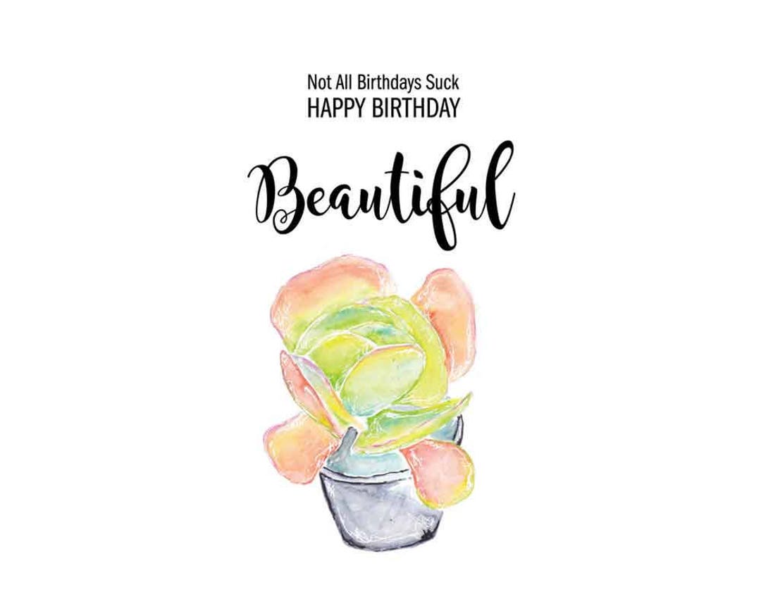 Printable Birthday Card. Watercolor Painted Succulent. Funny | Punny ...