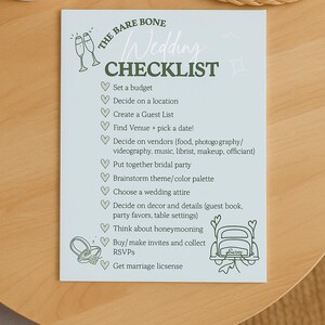 Bare Bone Wedding Checklist | Printable Wedding Planning PDF | Simple Bride To-do List | Digital ...