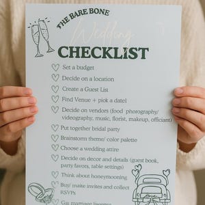 Bare Bone Wedding Checklist | Printable Wedding Planning PDF | Simple Bride To-do List | Digital ...