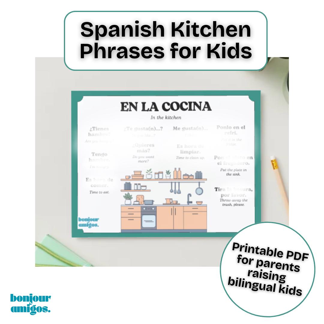 Spanish Kitchen Phrases Poster – Bilingual Kids, Home Learning ...