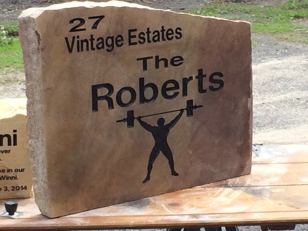 PERSONALIZED House Marker Stone // Natural Stone // Deeply Engraved ...