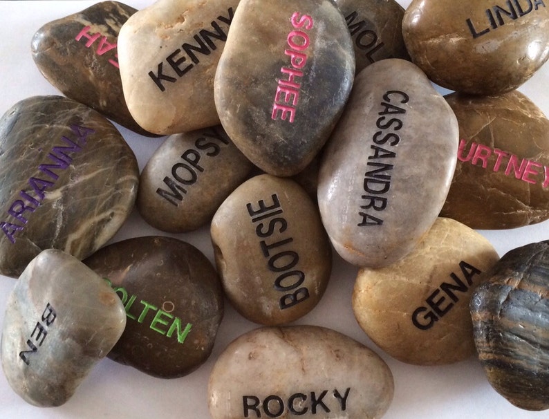 PERSONALIZED Engraved Polished Name Stones // Garden Stones // | Etsy