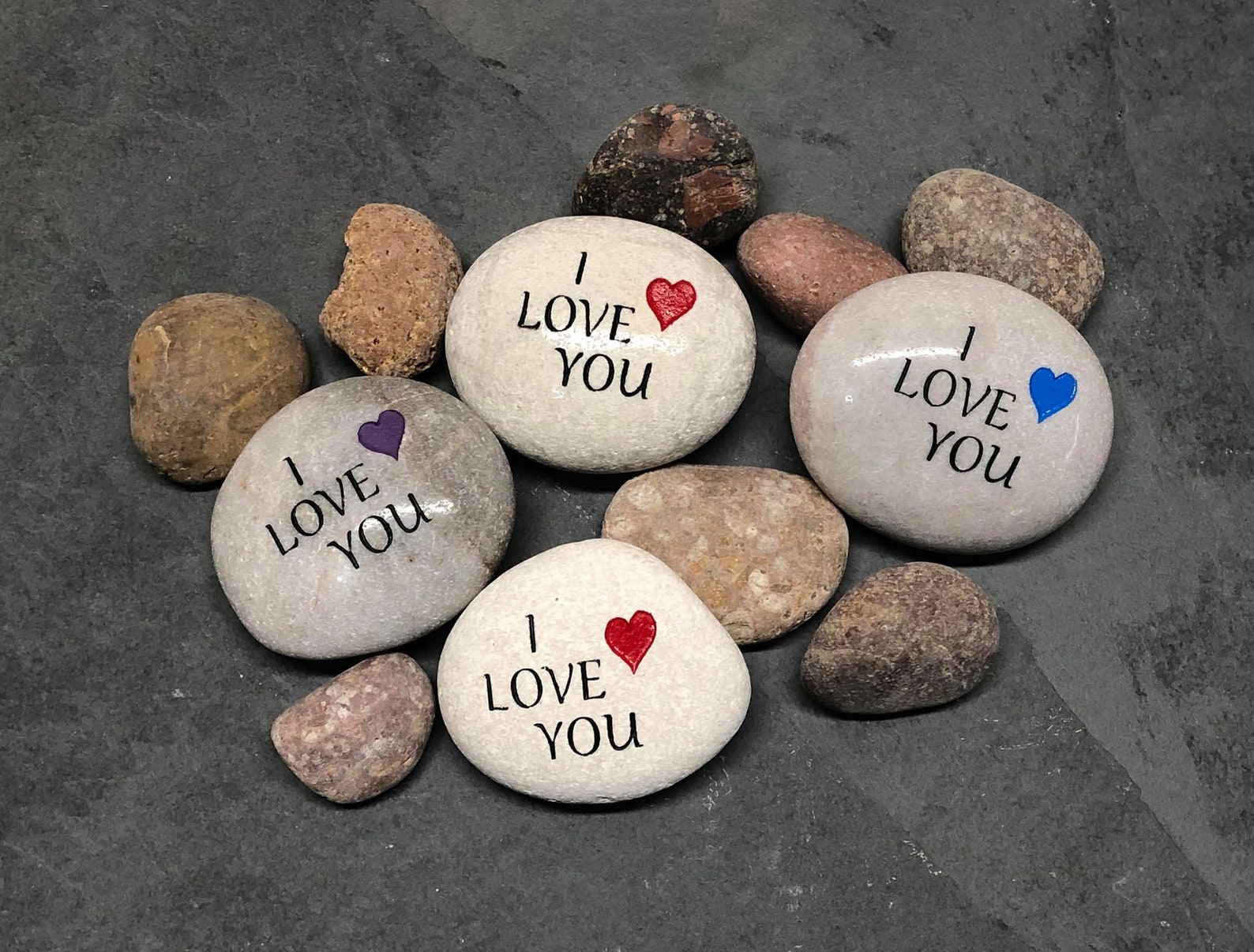 I LOVE YOU Engraved Polished Stone // Valentine's Day // Wedding ...