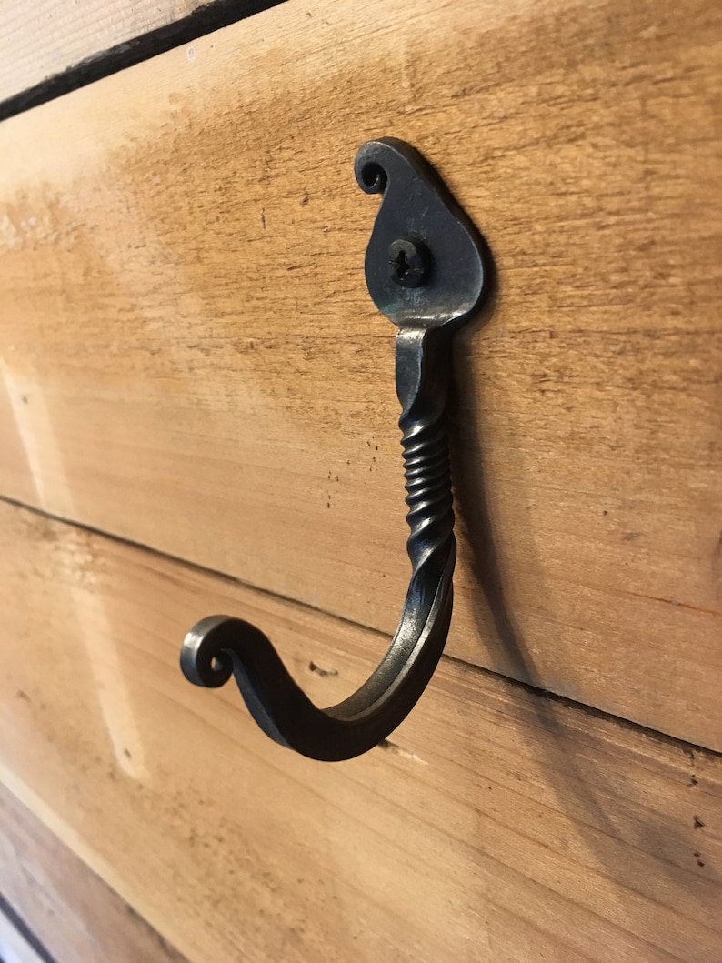 Hand Forged Hammered Twisted Leaf Hook - Etsy