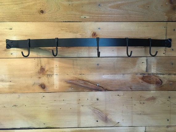 Hand Forged Hammered Pot Rack With 5 Hooks - Etsy