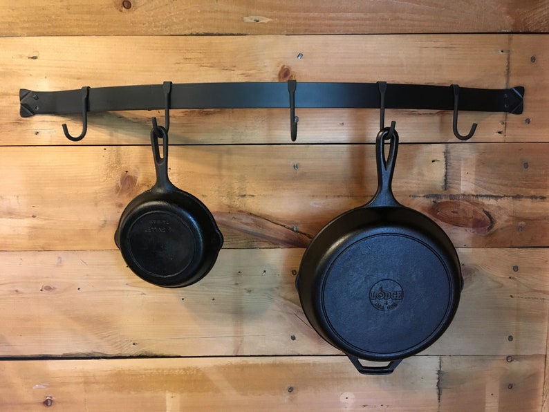Hand Forged Hammered Pot Rack With 5 Hooks - Etsy