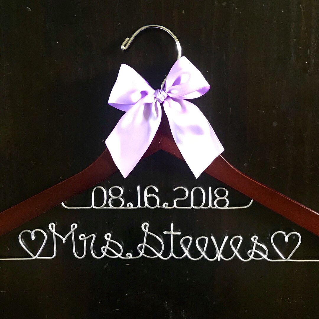 Personalized Mrs Wedding Dress Hangers, Rustic Wire Name Date Hanger ...