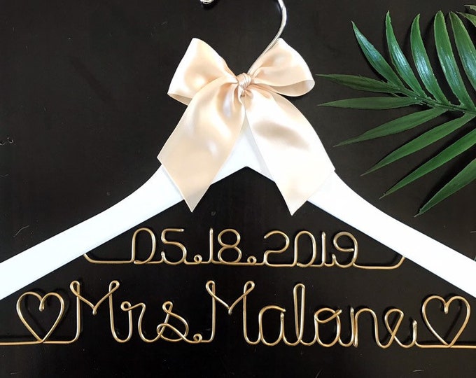 Bridal Hanger With Date Personalized, Wedding Dress Bridal Gown Name ...