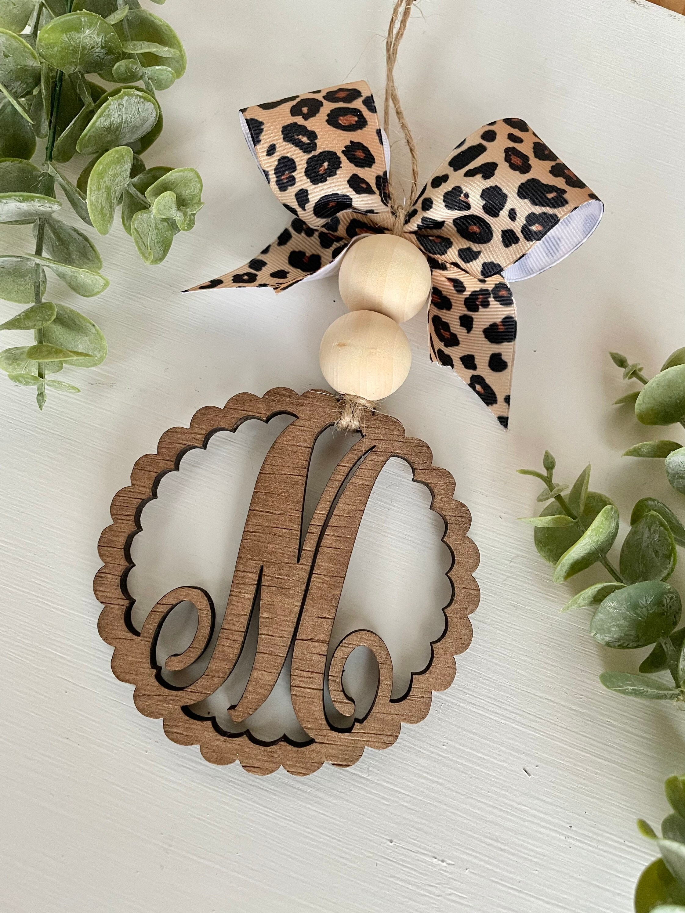 Wooden Initial Car Charm, Monogram Ornament, Car Accessories - Etsy