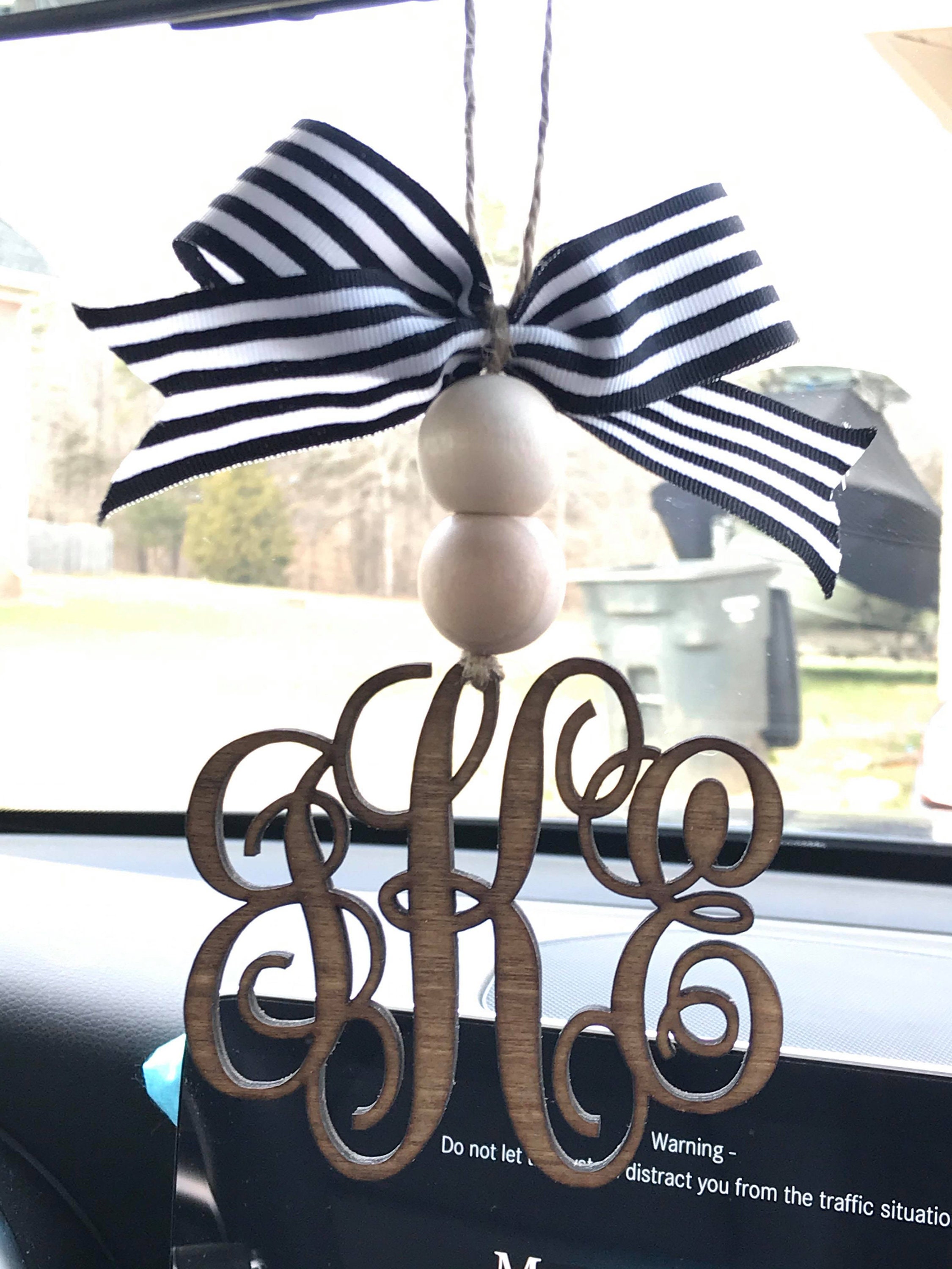 Monogram Car Charm Wooden Car Charm Car Charm Ornament - Etsy