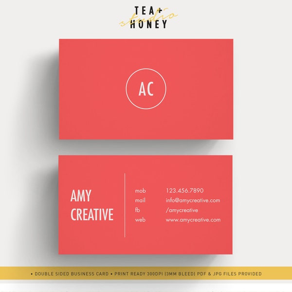 Plain Business Card Template - Etsy