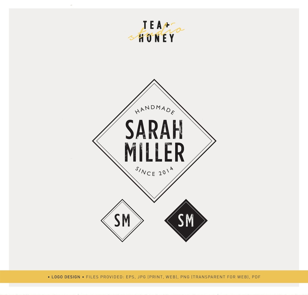 Square Framed Personalized Logo Design, Rustic Branding Kit, Business ...