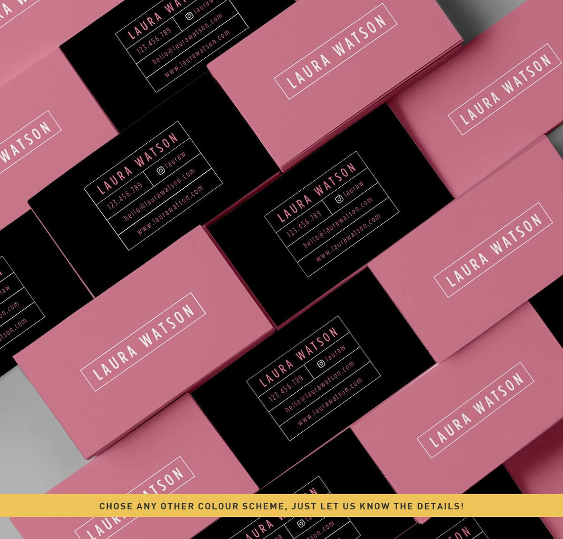 Modern Business Card, Business Card Template, Premade Design, Black ...