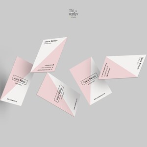 Modern Business Card, Premade Design, Pink and Grey, Unique Calling ...