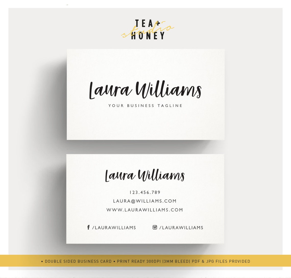 Minimalistic Calling Card, Black White Business Card, Creative Card ...