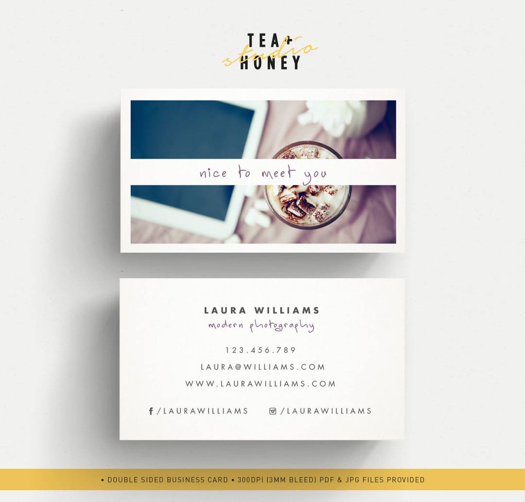 Photographers Business Card, Premade Name Card, Minimalistic Business ...