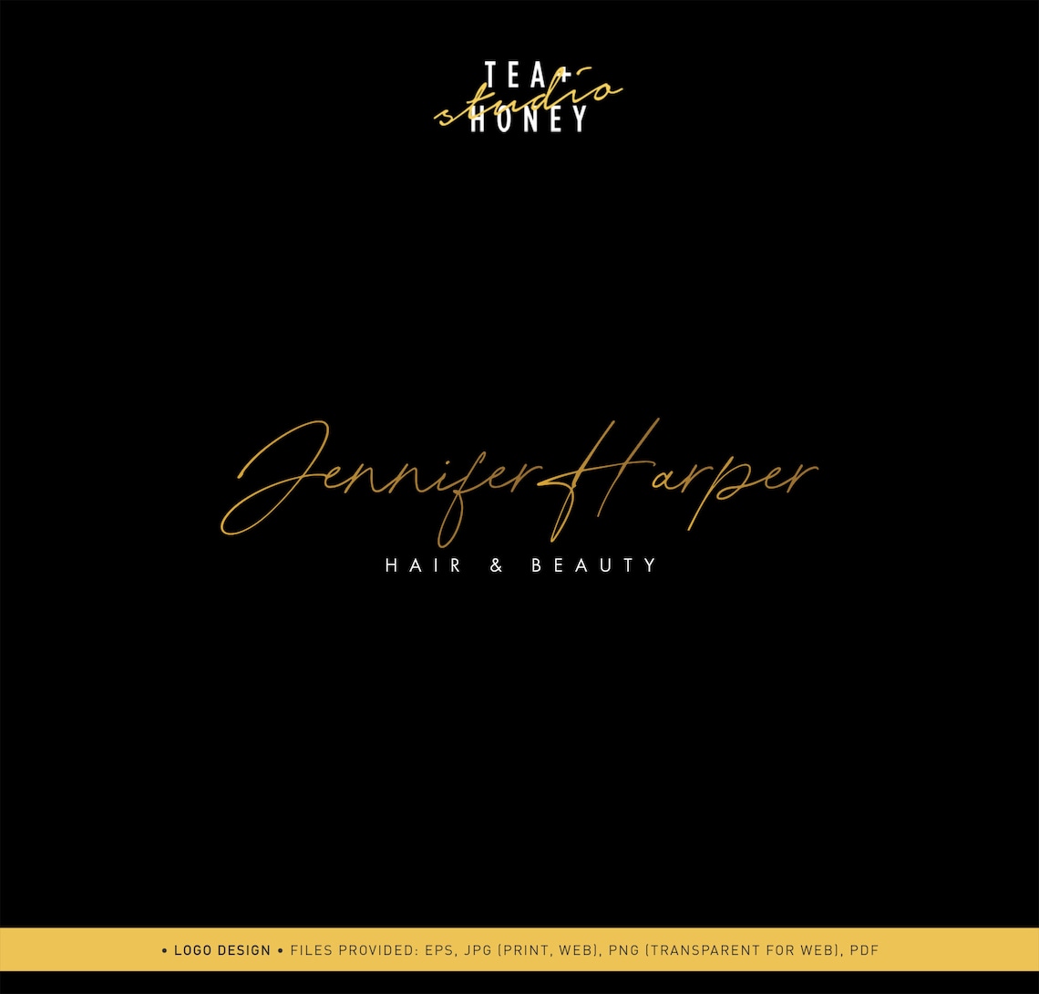 Gold Elegant Handwritten Script Font Logo, Graphic Design for Hair ...