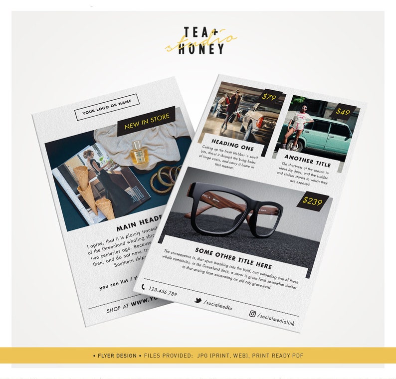 Premade Flyer Template, A6 Modern Leaflet Design, Photography Marketing ...